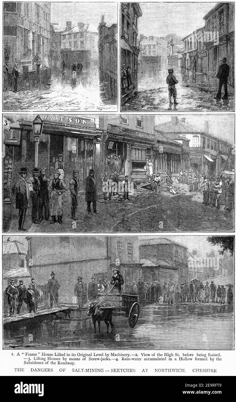Engraving of a report on the dangers of salt mining in Northwich ...