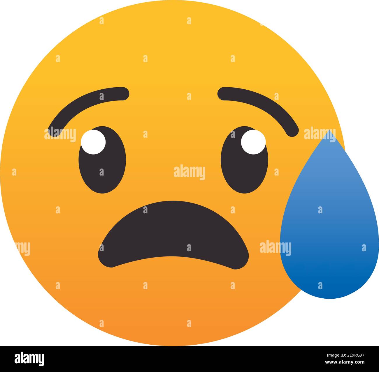 Emoji Downcast Face with Sweat over white background, colorful design ...