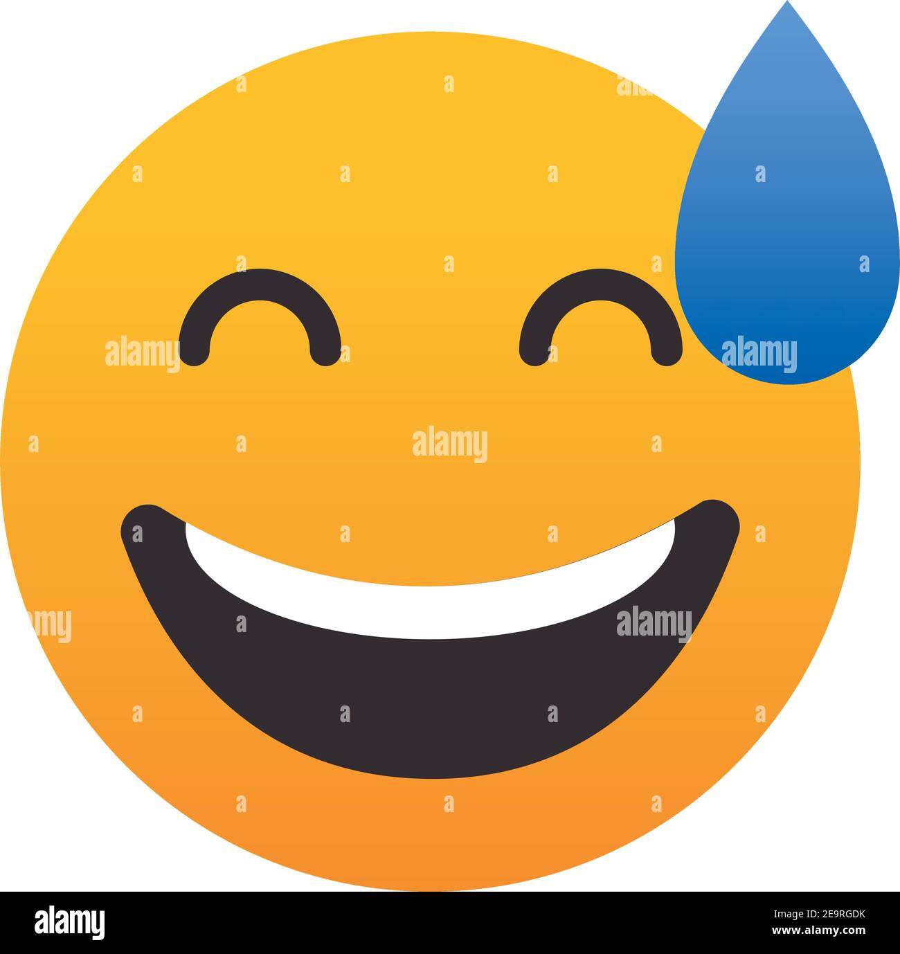 icon of Grinning Face with Sweat over white background, colorful design ...