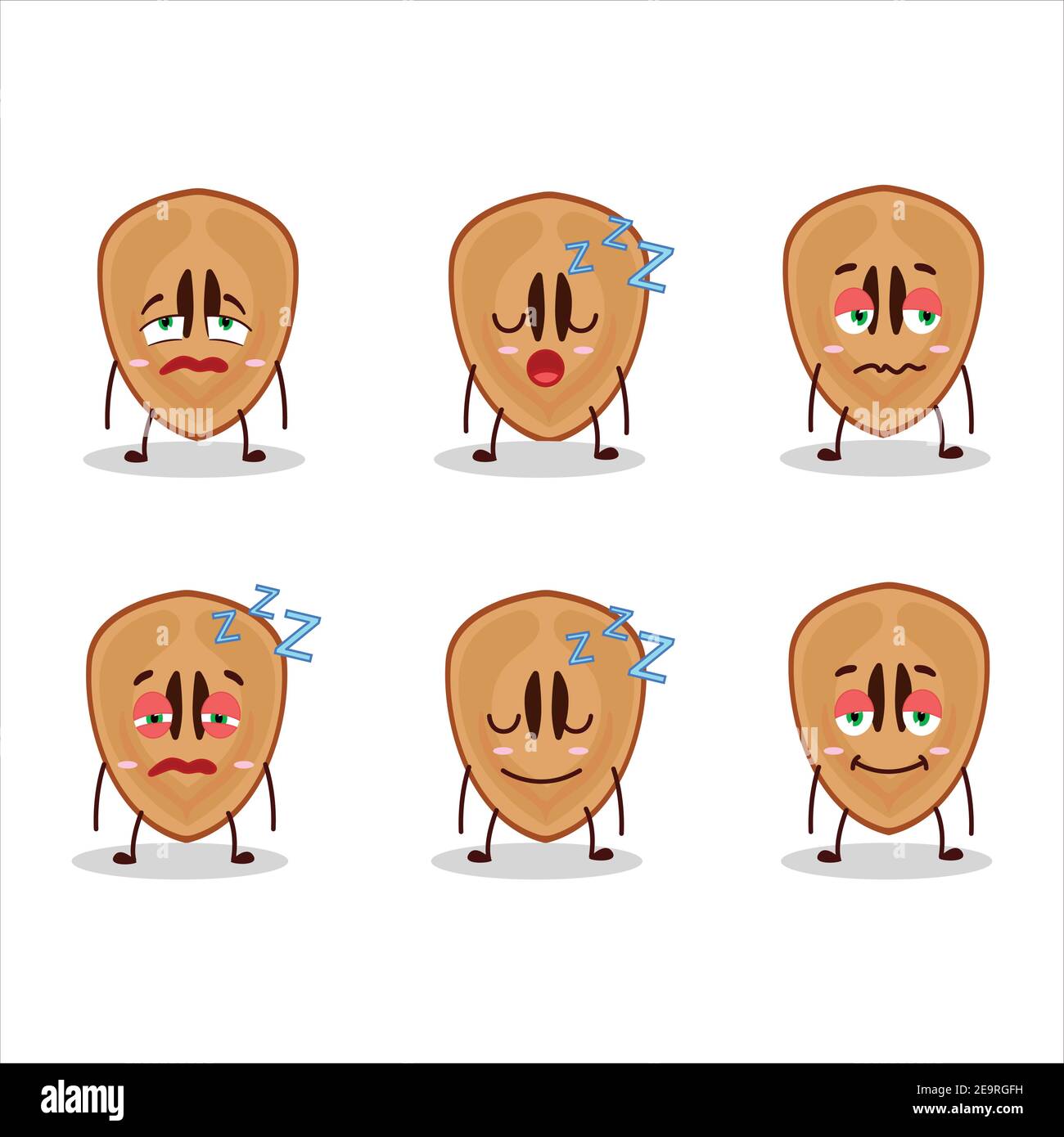 Cartoon character of slice of sapodilla with sleepy expression. Vector ...