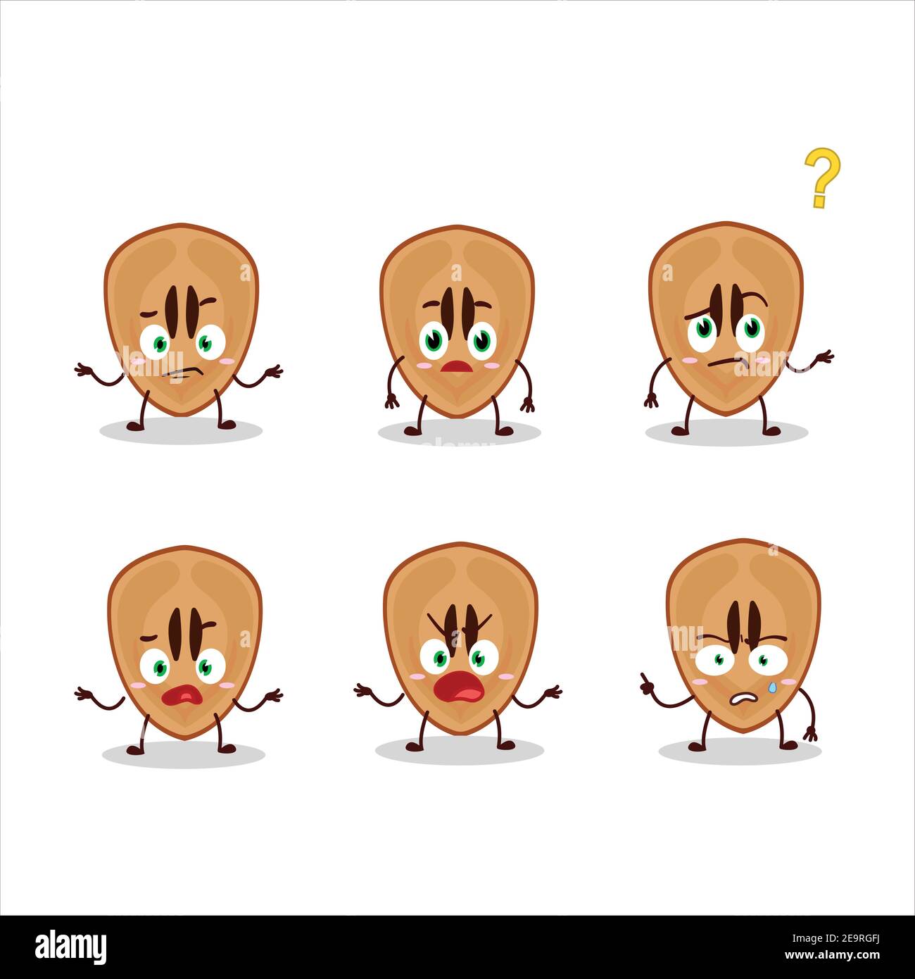 Cartoon character of slice of sapodilla with what expression. Vector ...