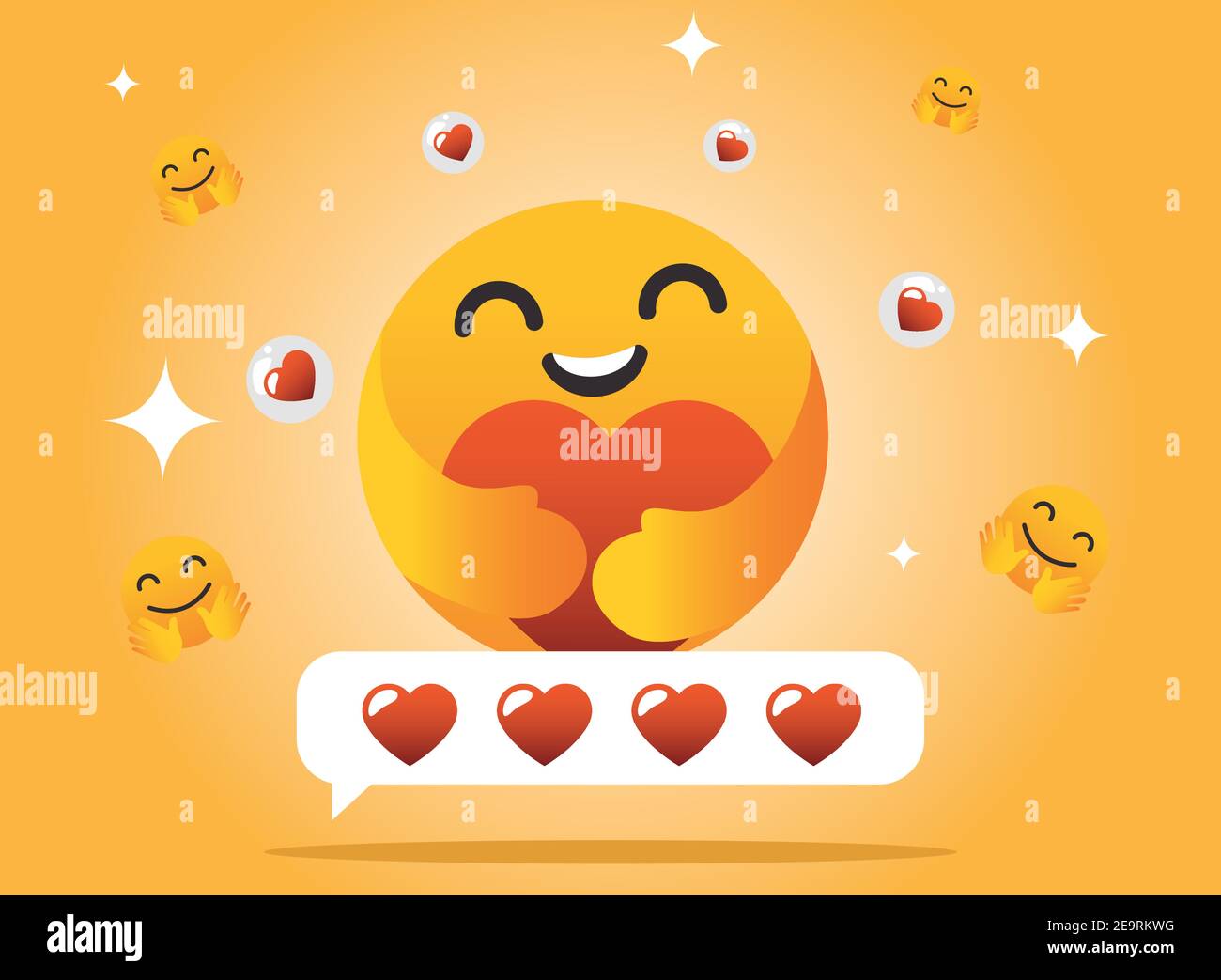 emoji hugging heart face with bubble design, Emoticon cartoon ...