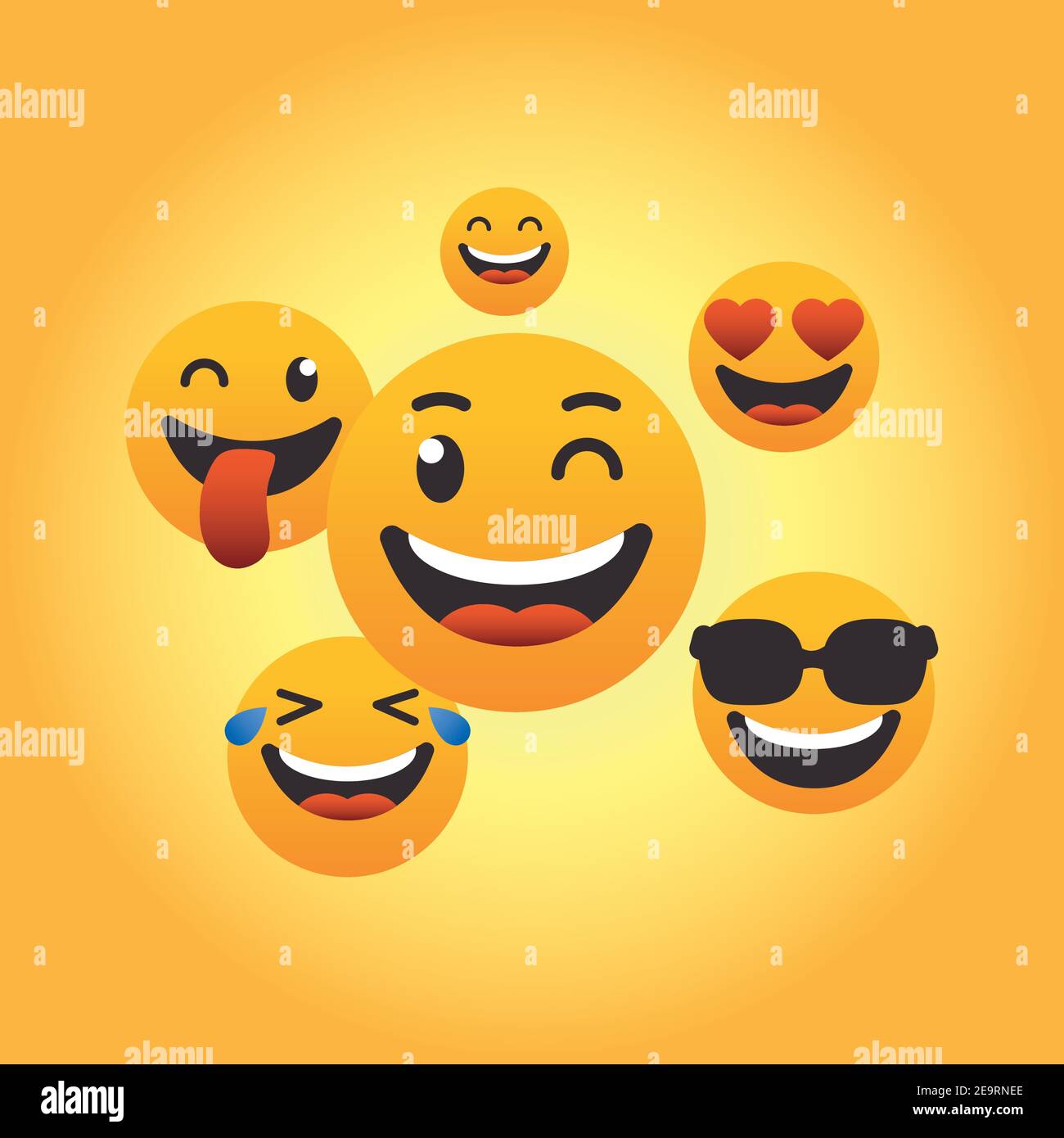 happy emojis design over yellow background, colorful design, vector ...