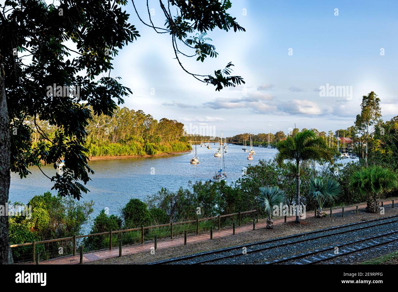 Scenic view of the Mary River from Queens Park, Queensland, QLD ...