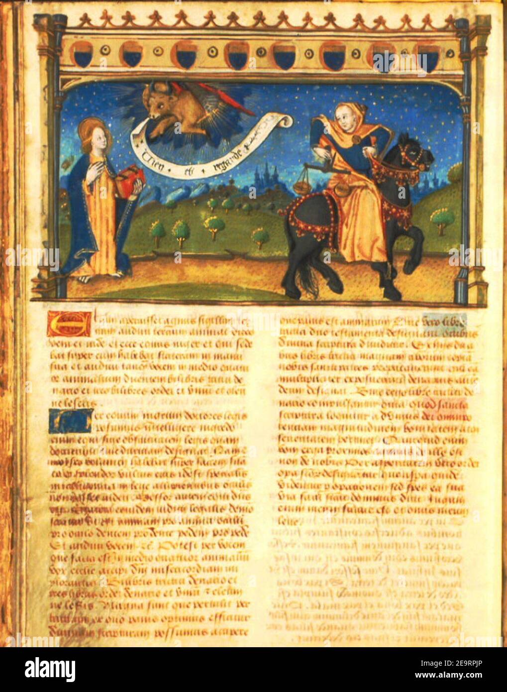 MS Hunter 398 fol. 6v - Third Horseman Stock Photo - Alamy