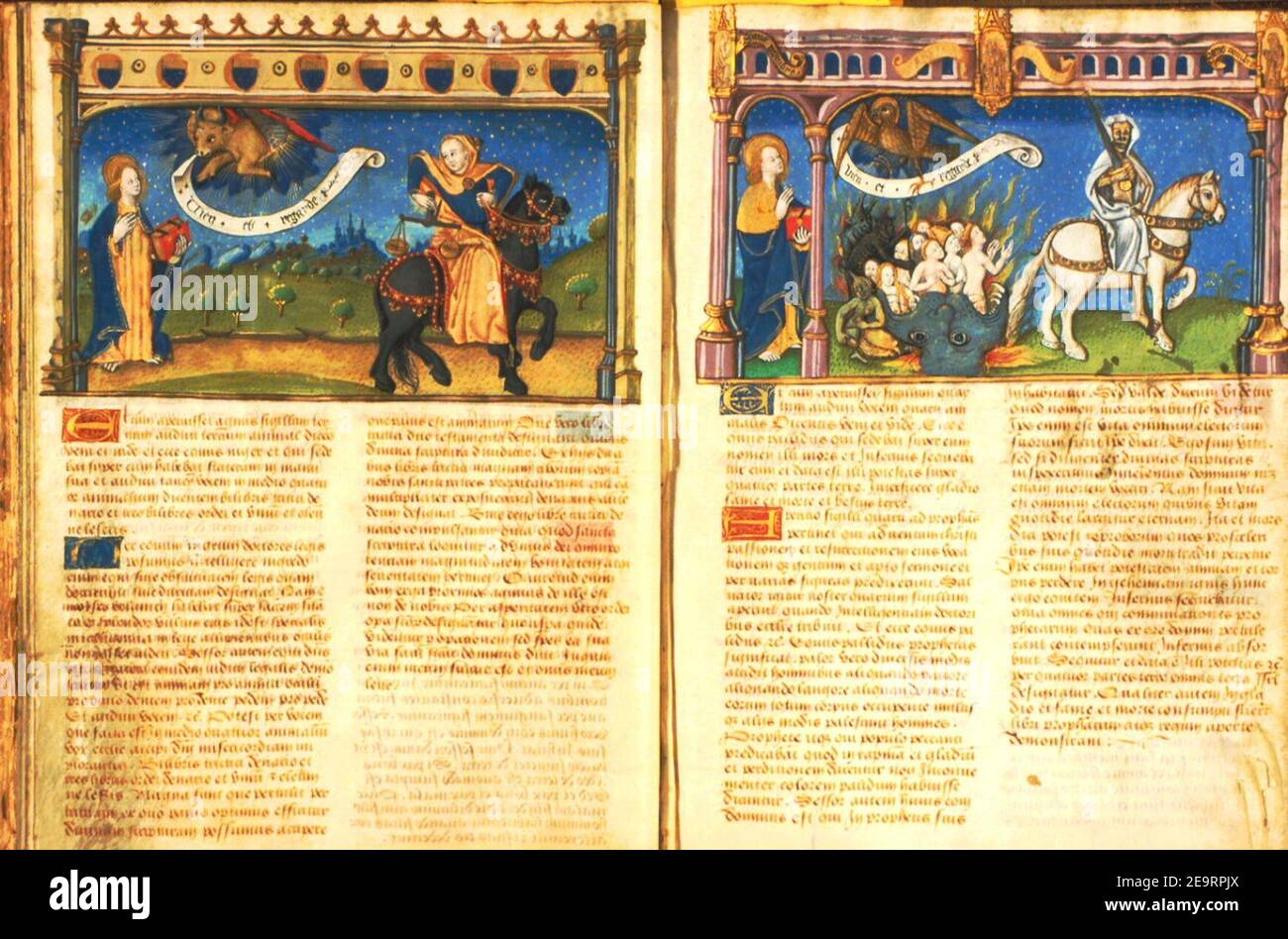 MS Hunter 398 fol. 6v-7r Stock Photo - Alamy