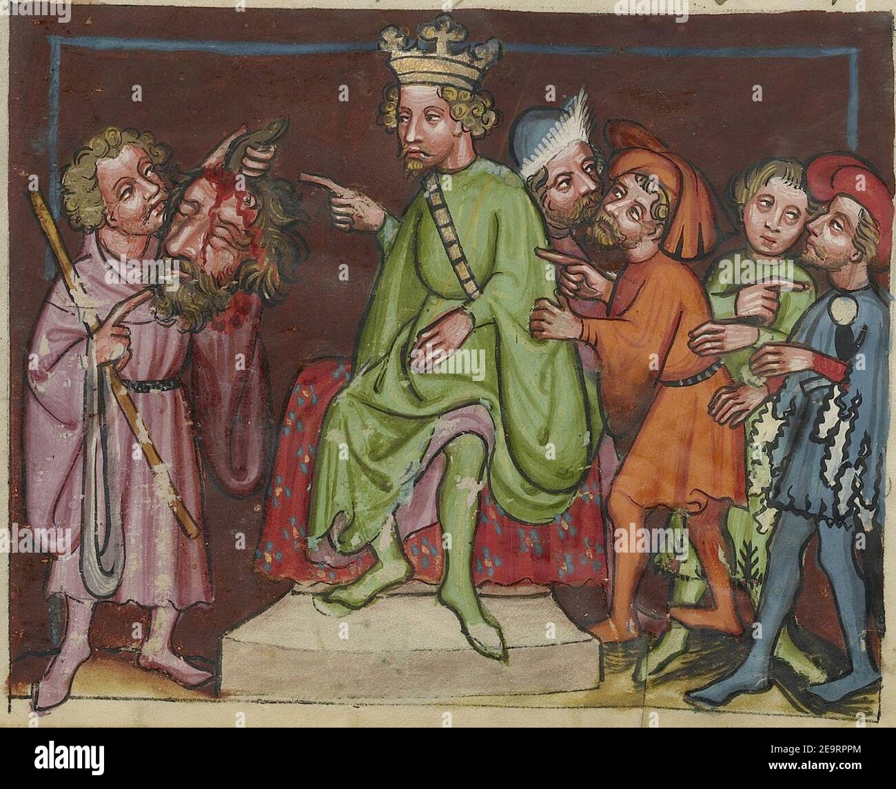 Ms. 33, fol. 165 David with the Head of Goliath before Saul, 1400 to ...