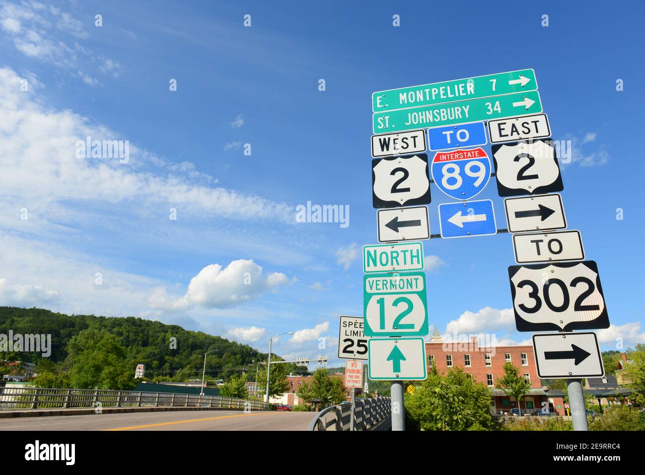 Road Sign of Interstate Highway 89, US route 2, Vermont route 12 in ...