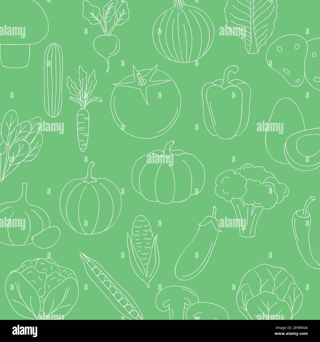 healthy vegetables food seamless pattern, line style, vector ...