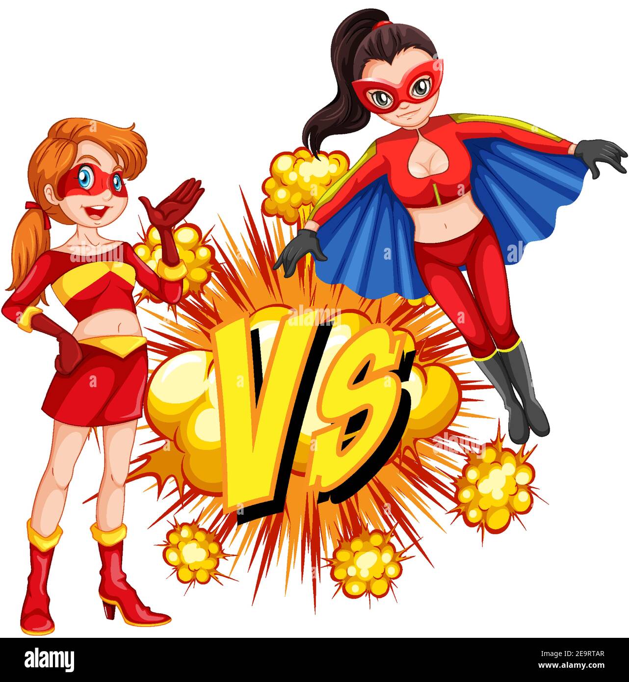 Two superheroes fighting each other illustration Stock Vector Image ...