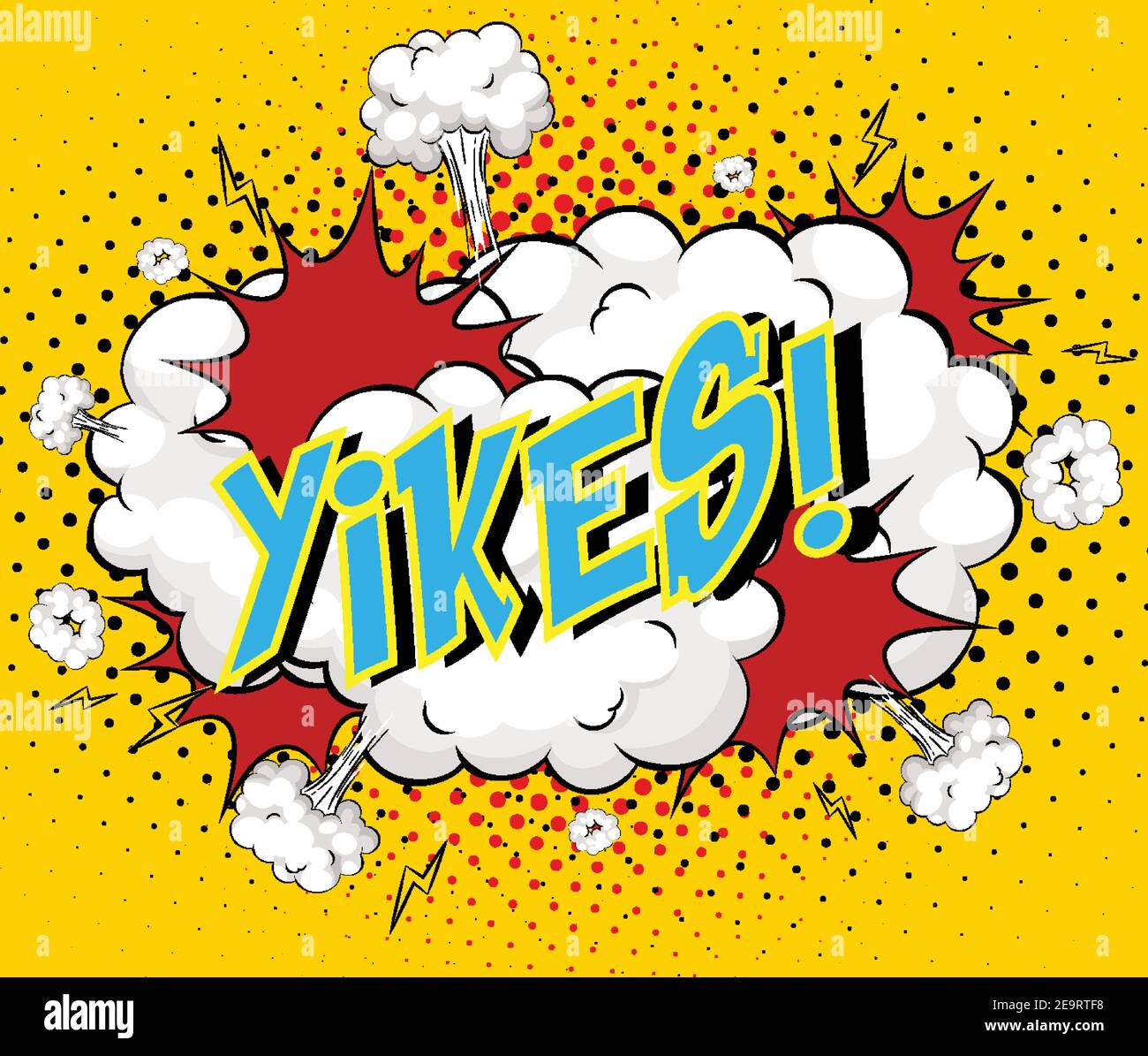Word yikes on comic cloud explosion background illustration Stock ...