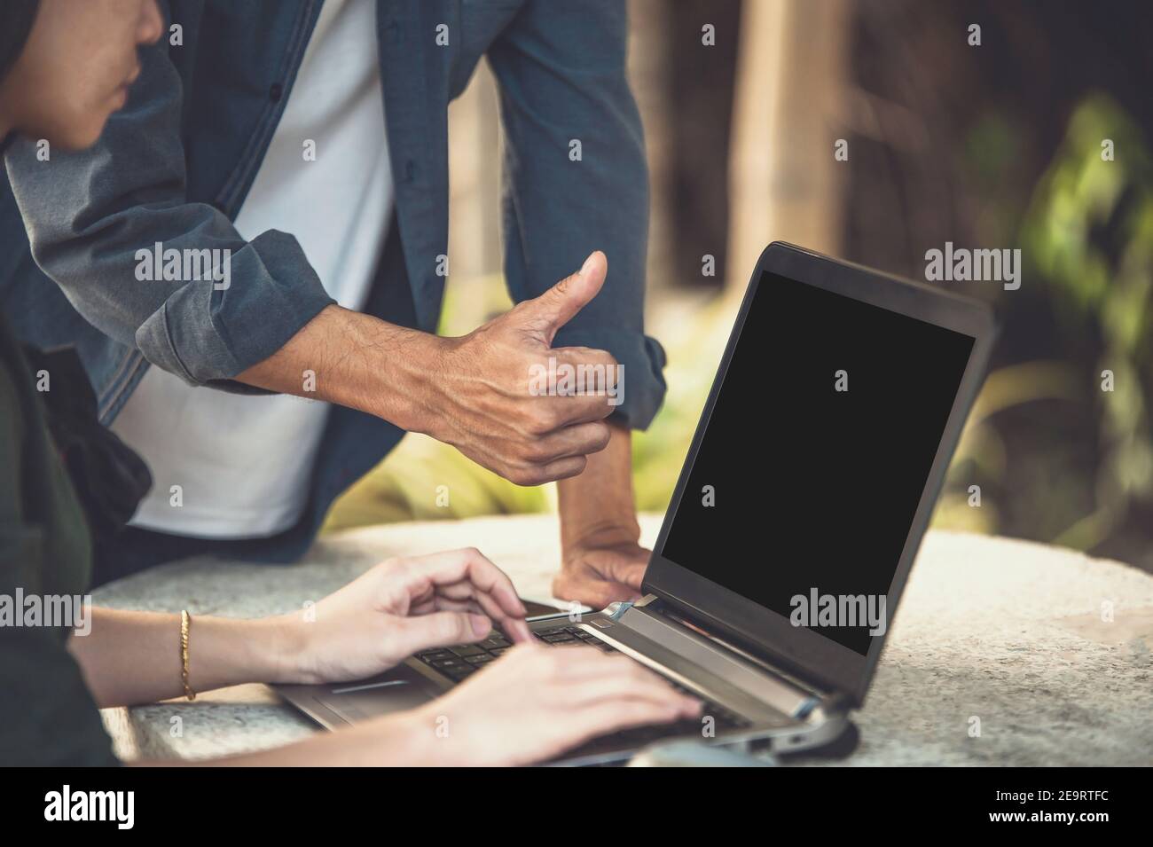 People use computer work from home Stock Photo - Alamy