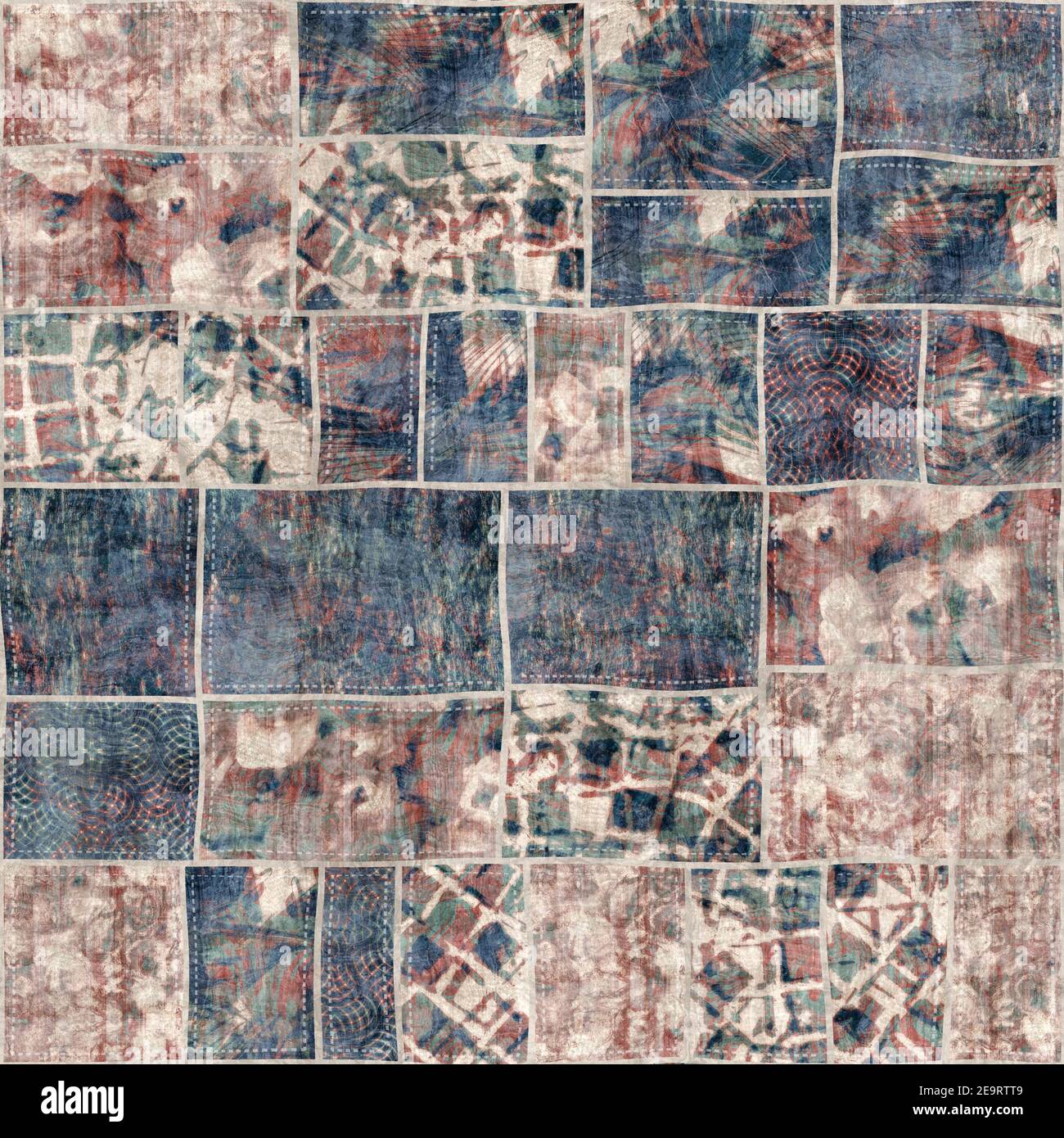 Seamless patchwork collage mix quilt pattern print Stock Photo - Alamy