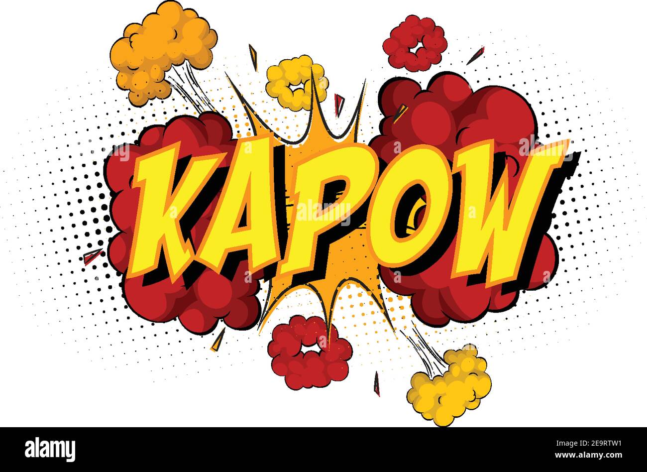 Word Kapow on comic cloud explosion background illustration Stock ...