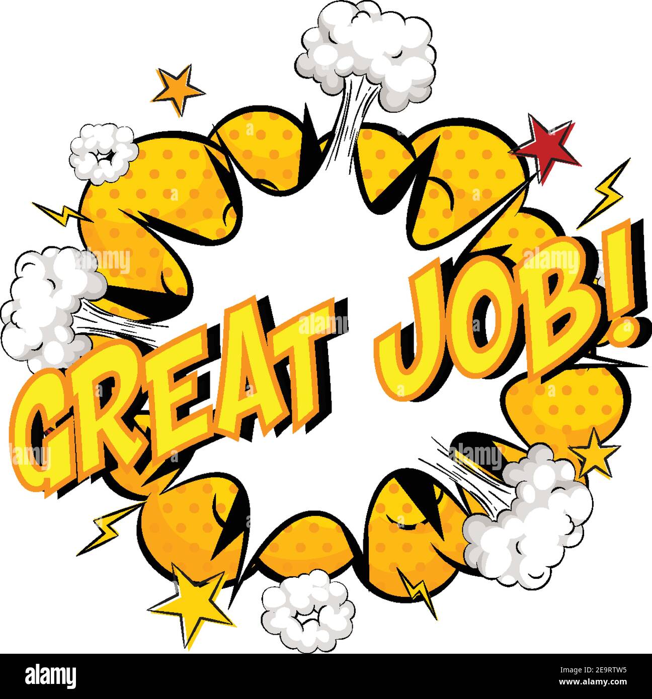 Word Great Job on comic cloud explosion background illustration Stock ...