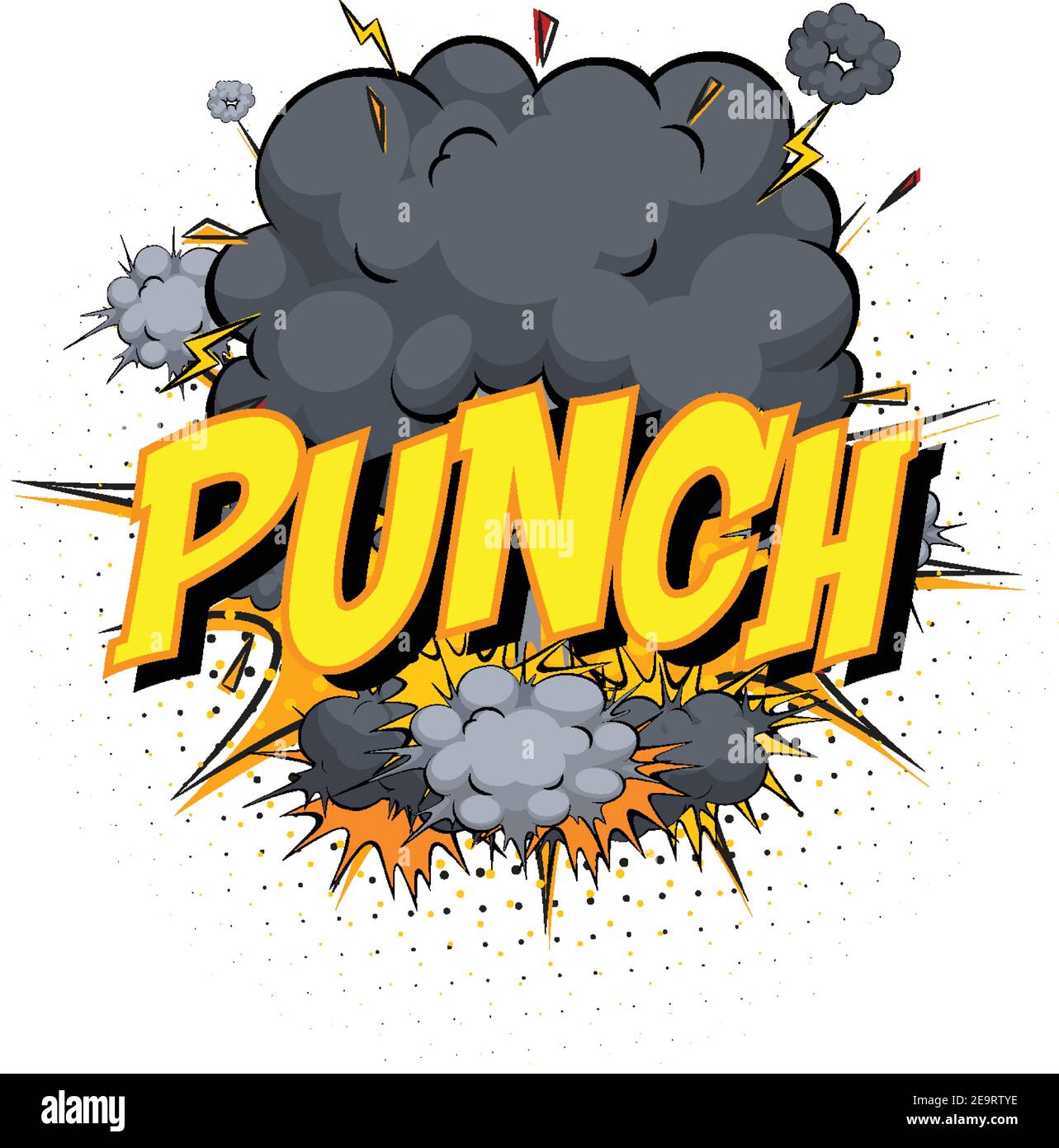 Word Punch on comic cloud explosion background illustration Stock ...