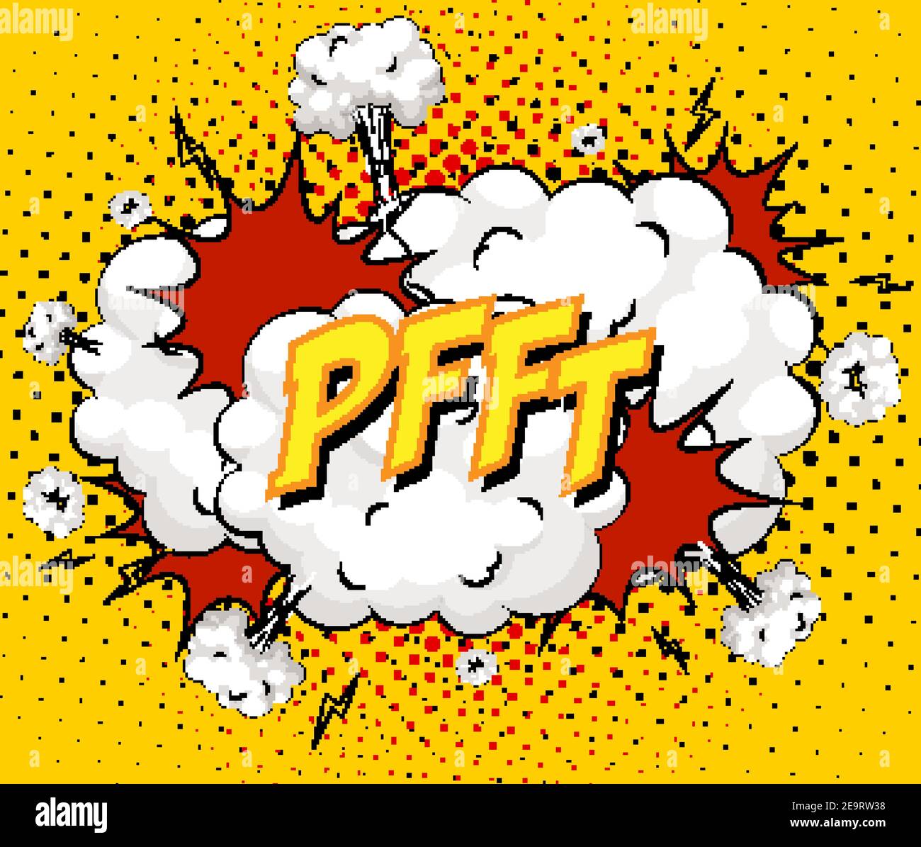 PFFT text on comic cloud explosion on yellow background illustration ...
