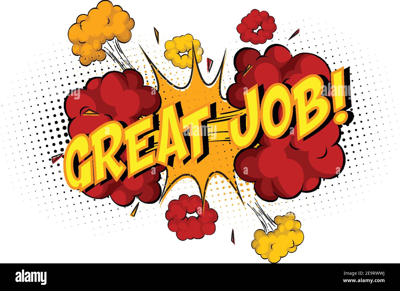 Word Great Job on comic cloud explosion background illustration Stock ...