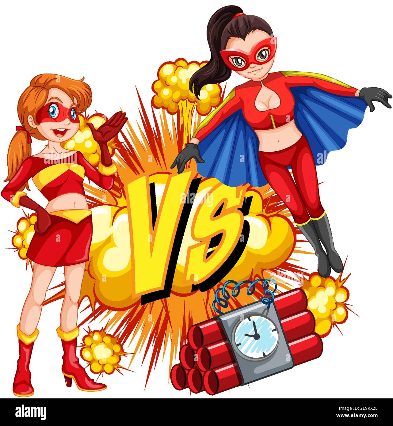 Two superheroes fighting each other illustration Stock Vector Image ...
