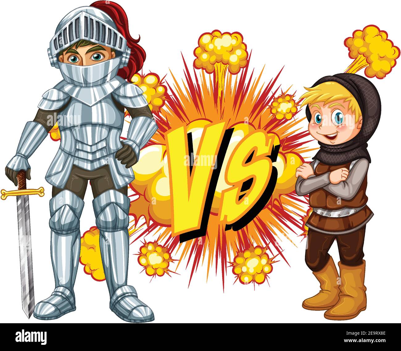 Two knight fighting each other on white background illustration Stock ...