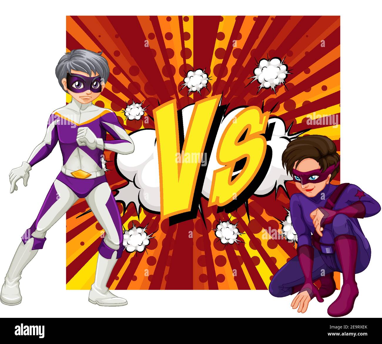 Two superheroes fighting each other illustration Stock Vector Image ...