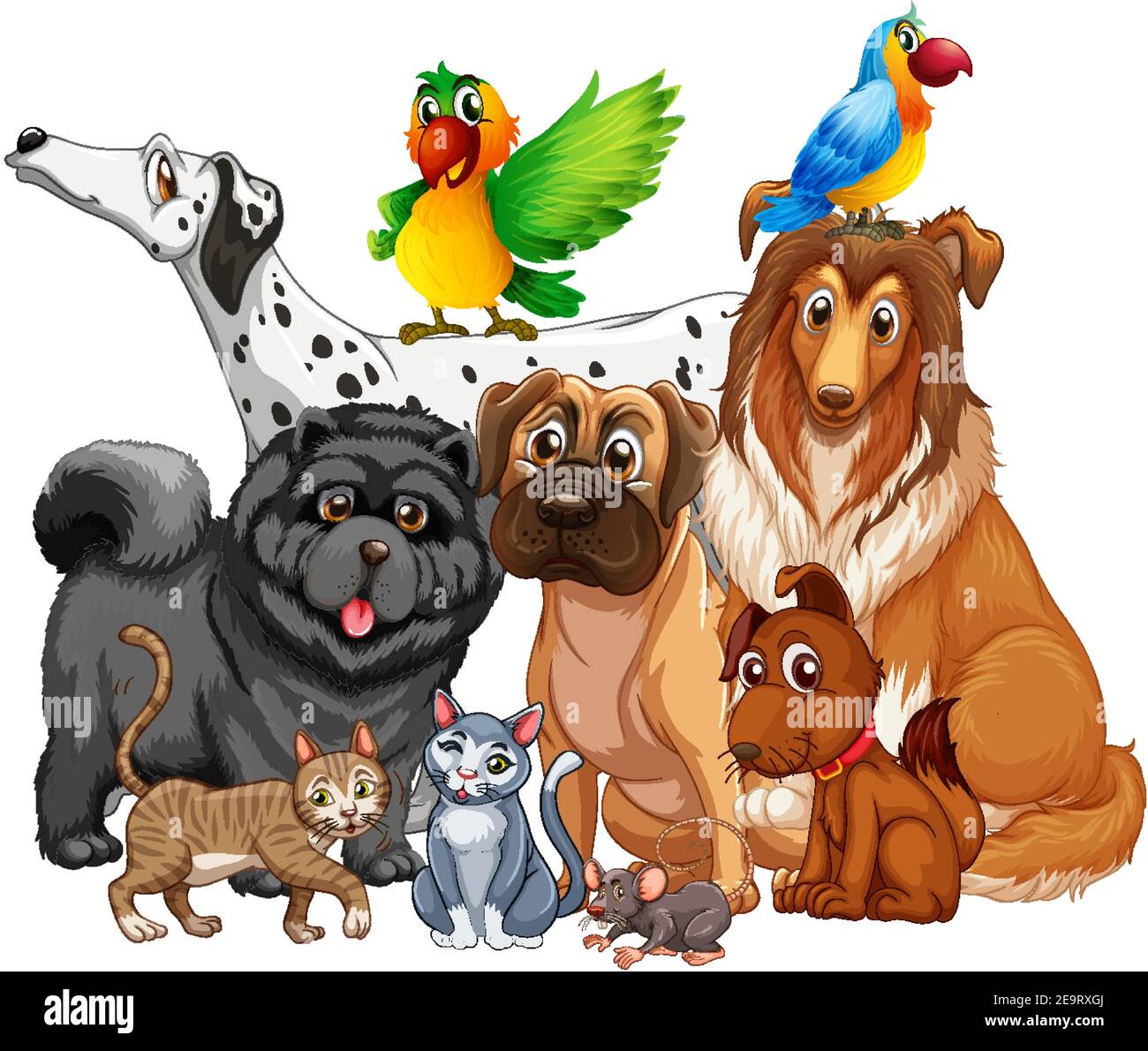 Group of pet on white background illustration Stock Vector Image & Art ...