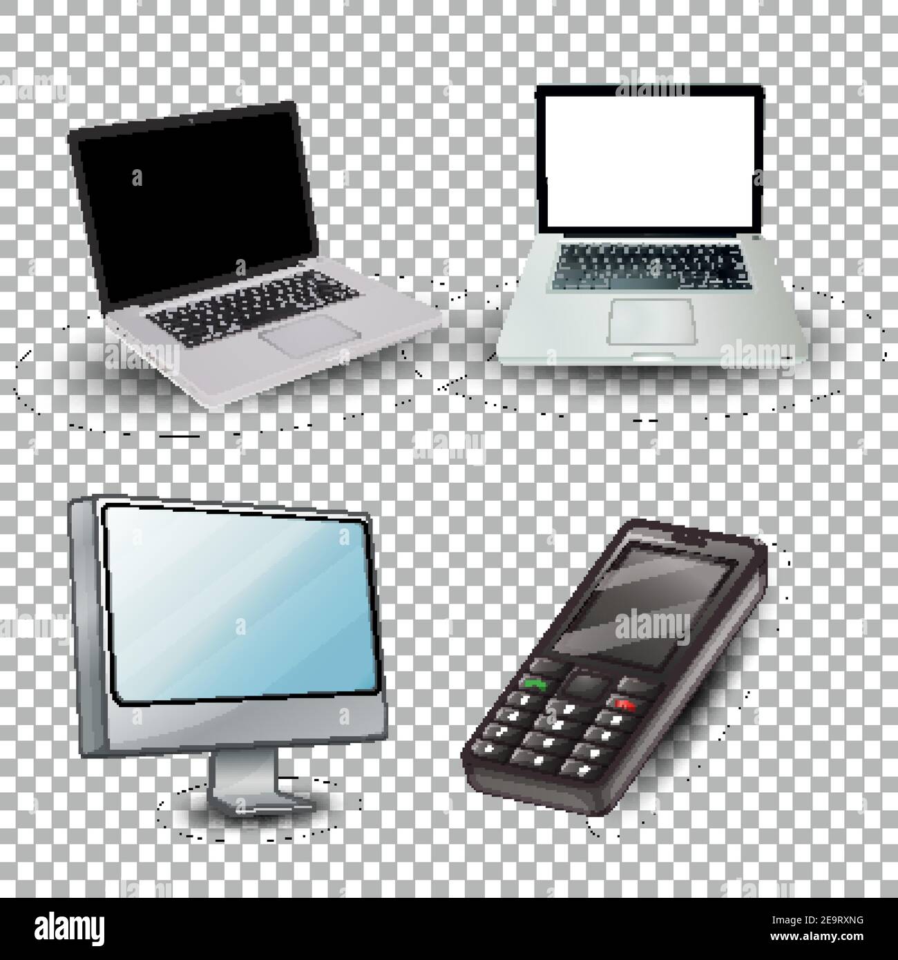 Set of laptop and computer gadget isolated on transparent background ...
