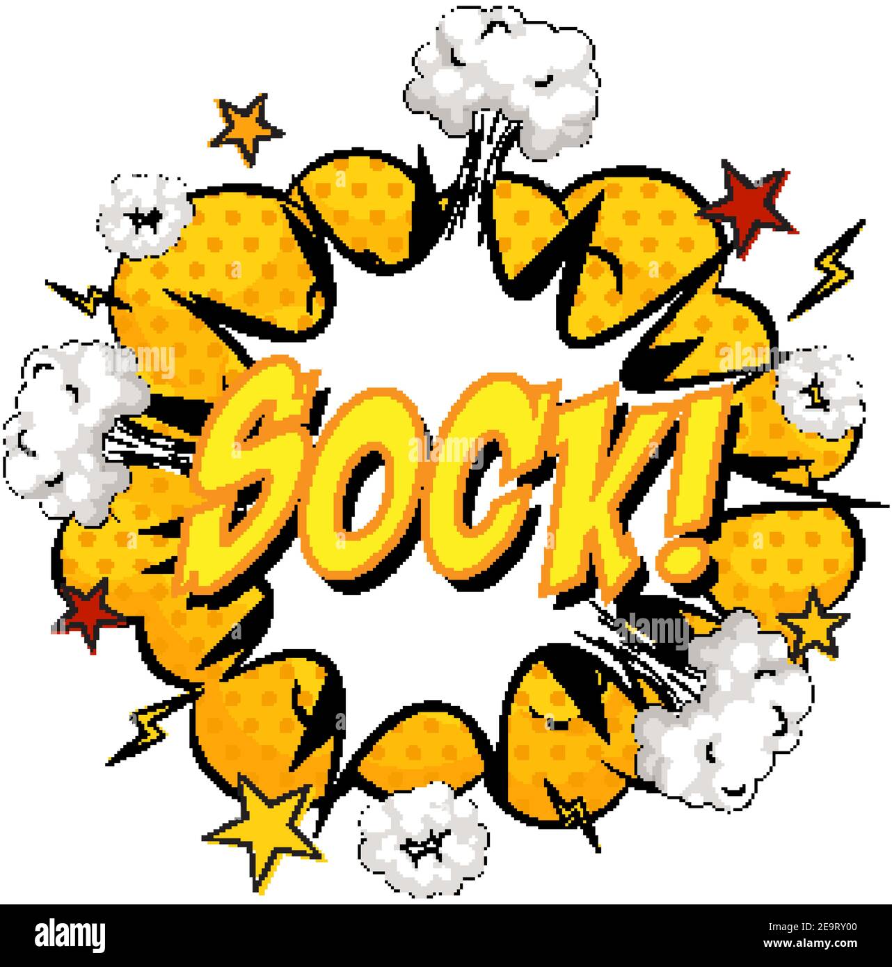 SOCK text on comic cloud explosion isolated on white background ...
