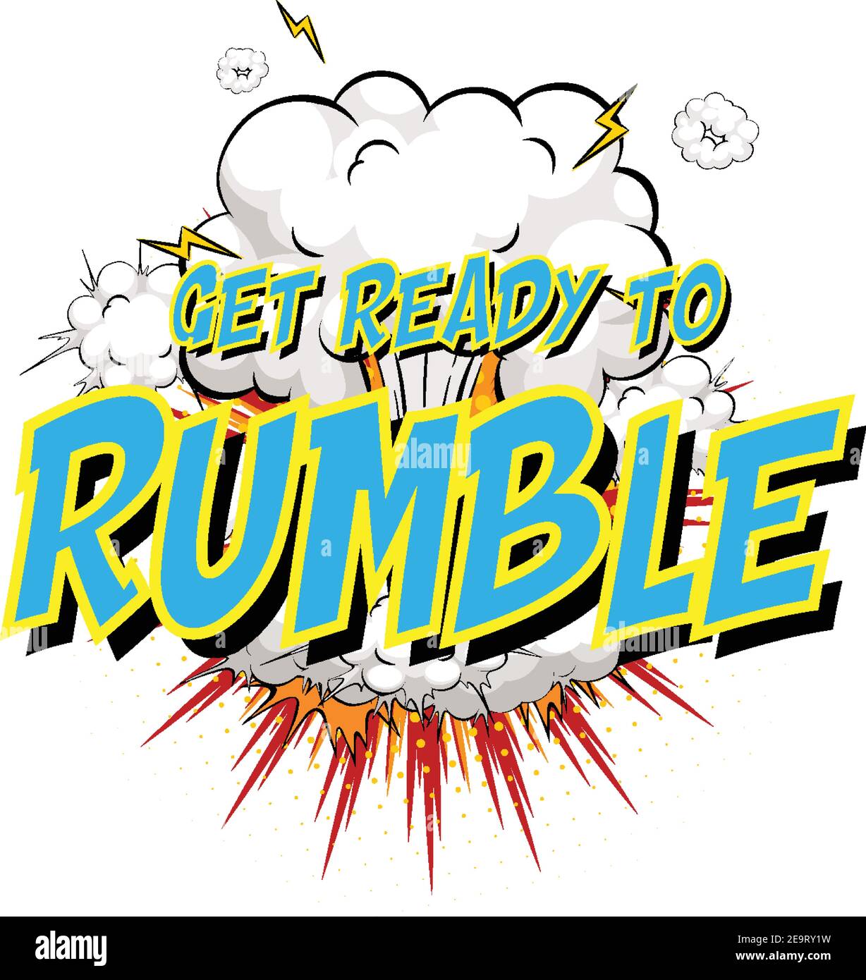 Word Get ready to rumble on comic cloud explosion background ...