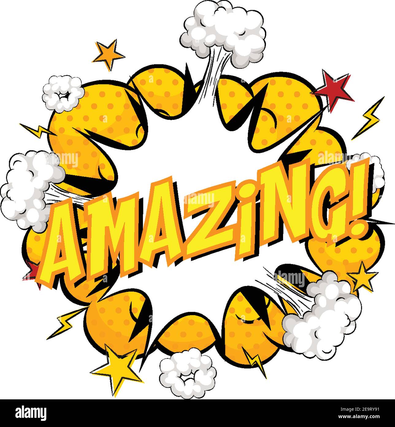 Word Amazing on comic cloud explosion background illustration Stock ...