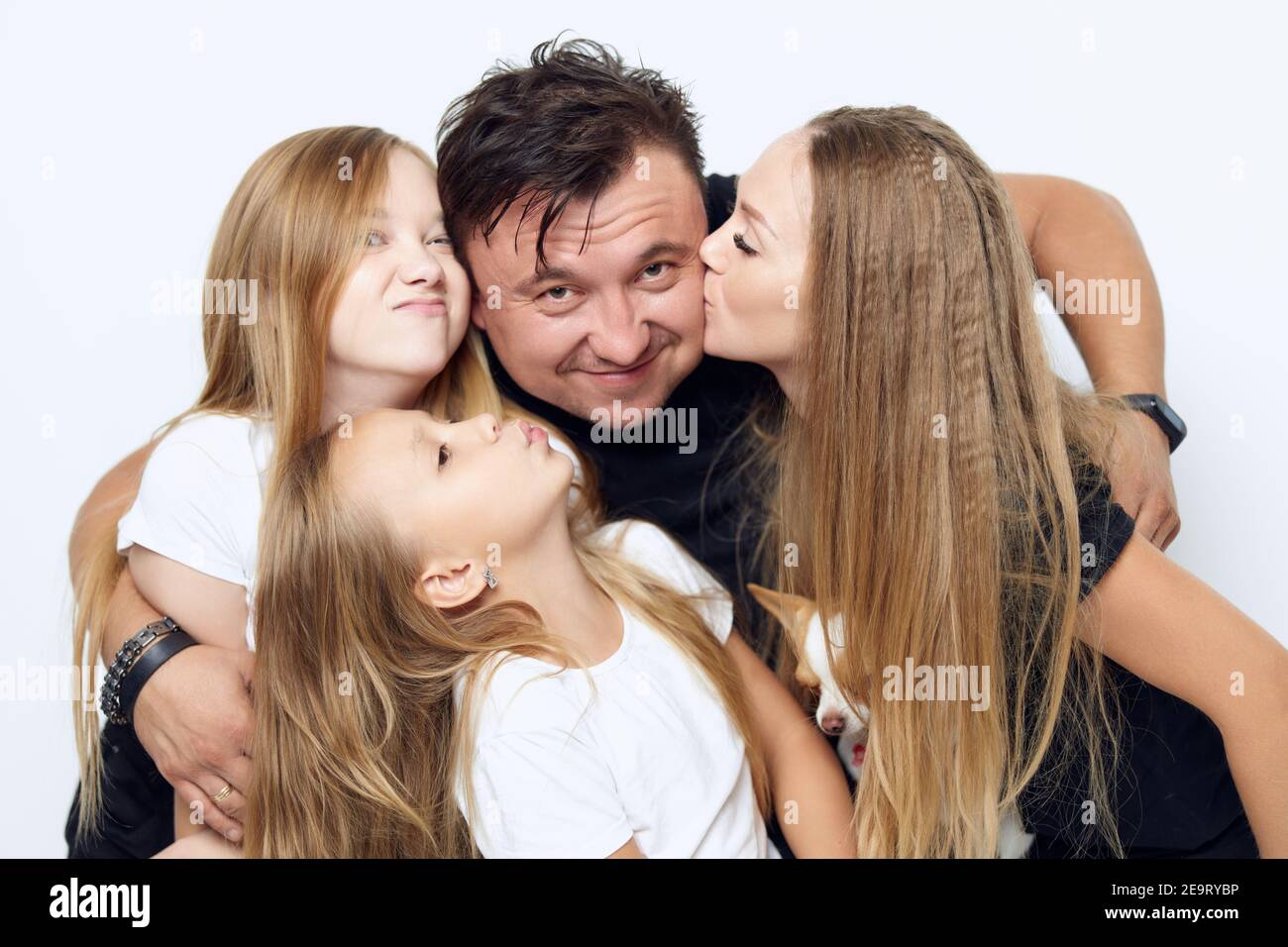 cheerful family hug joy isolated background close-up Stock Photo - Alamy