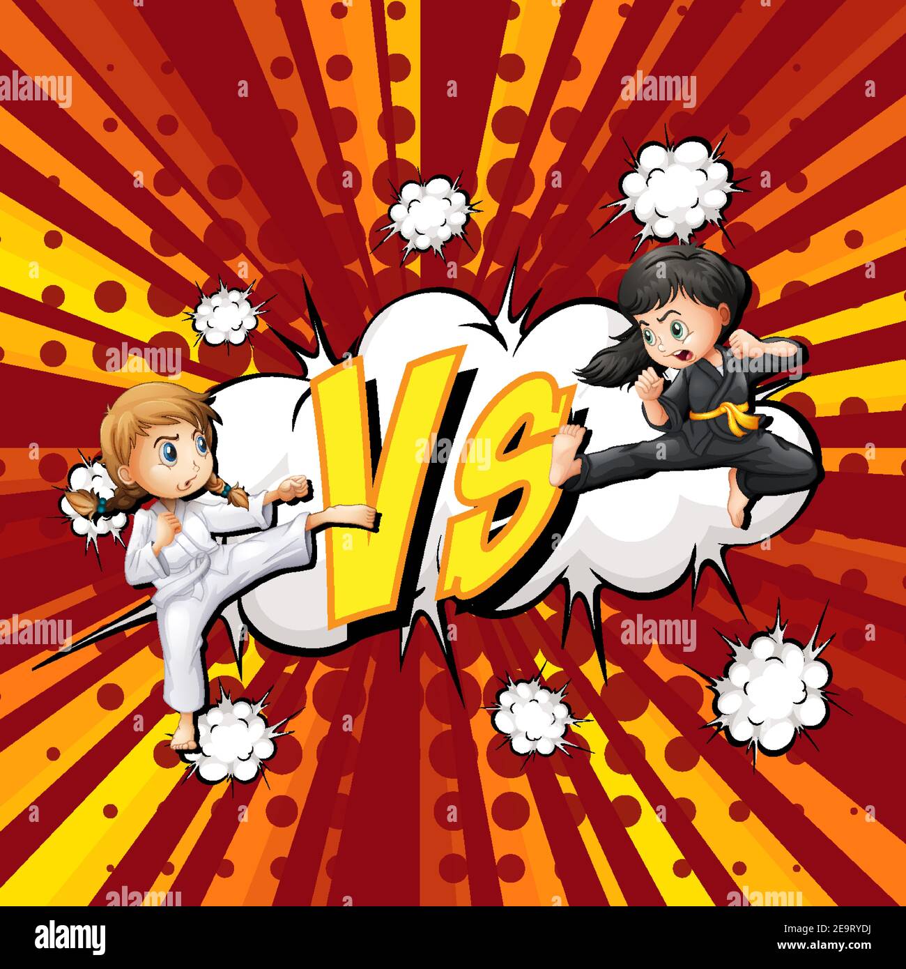 Two girls fighting on a white background illustration Stock Vector ...