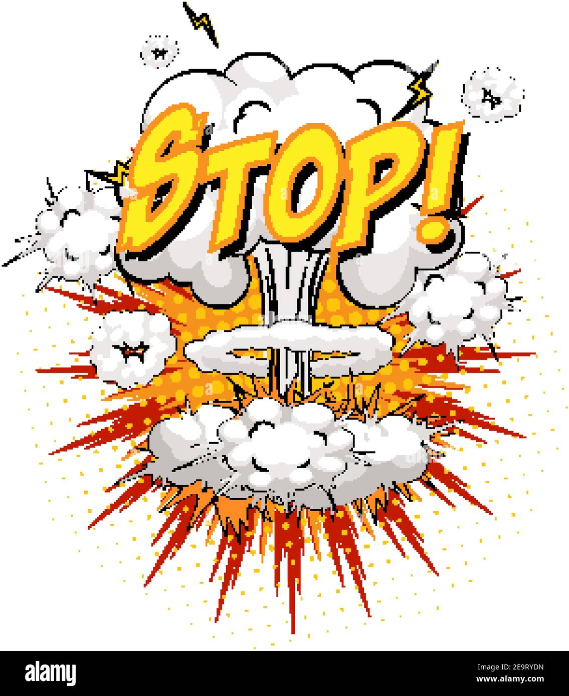 STOP text on comic cloud explosion isolated on white background ...