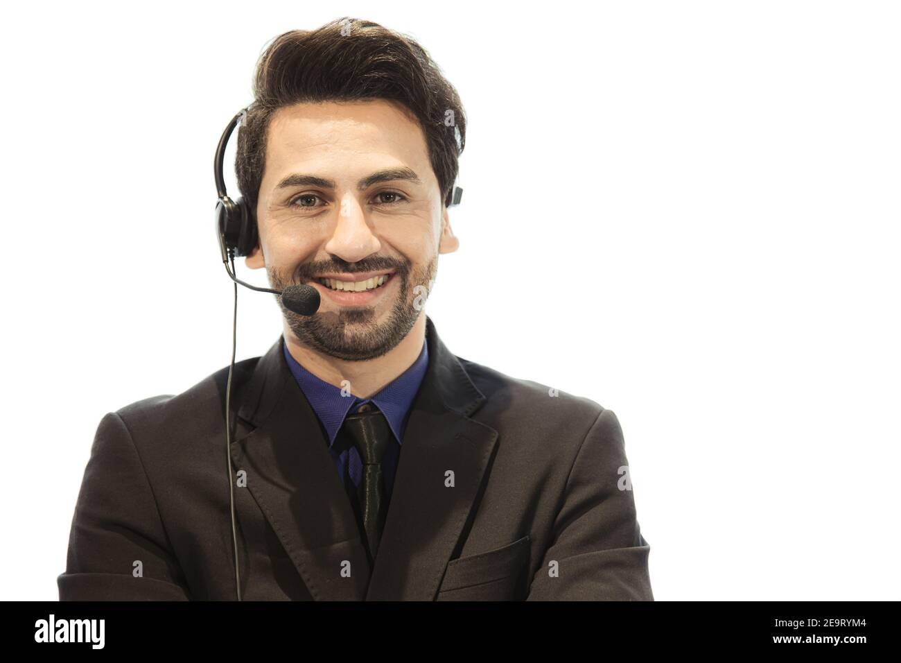 Operator male happy smile, Business call center service portrait on ...