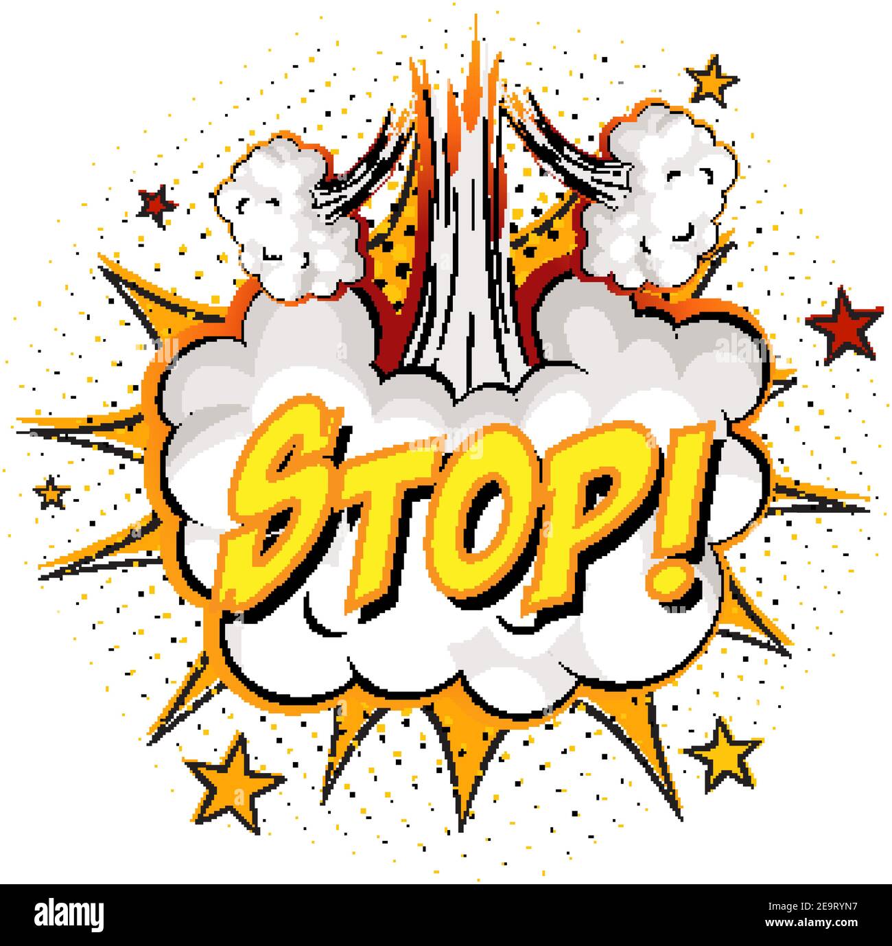 STOP text on comic cloud explosion isolated on white background ...