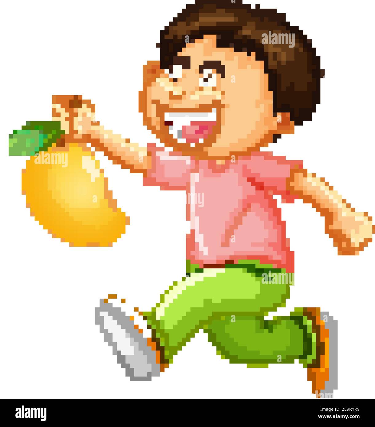 A boy holding mango fruit cartoon character isolated on white ...