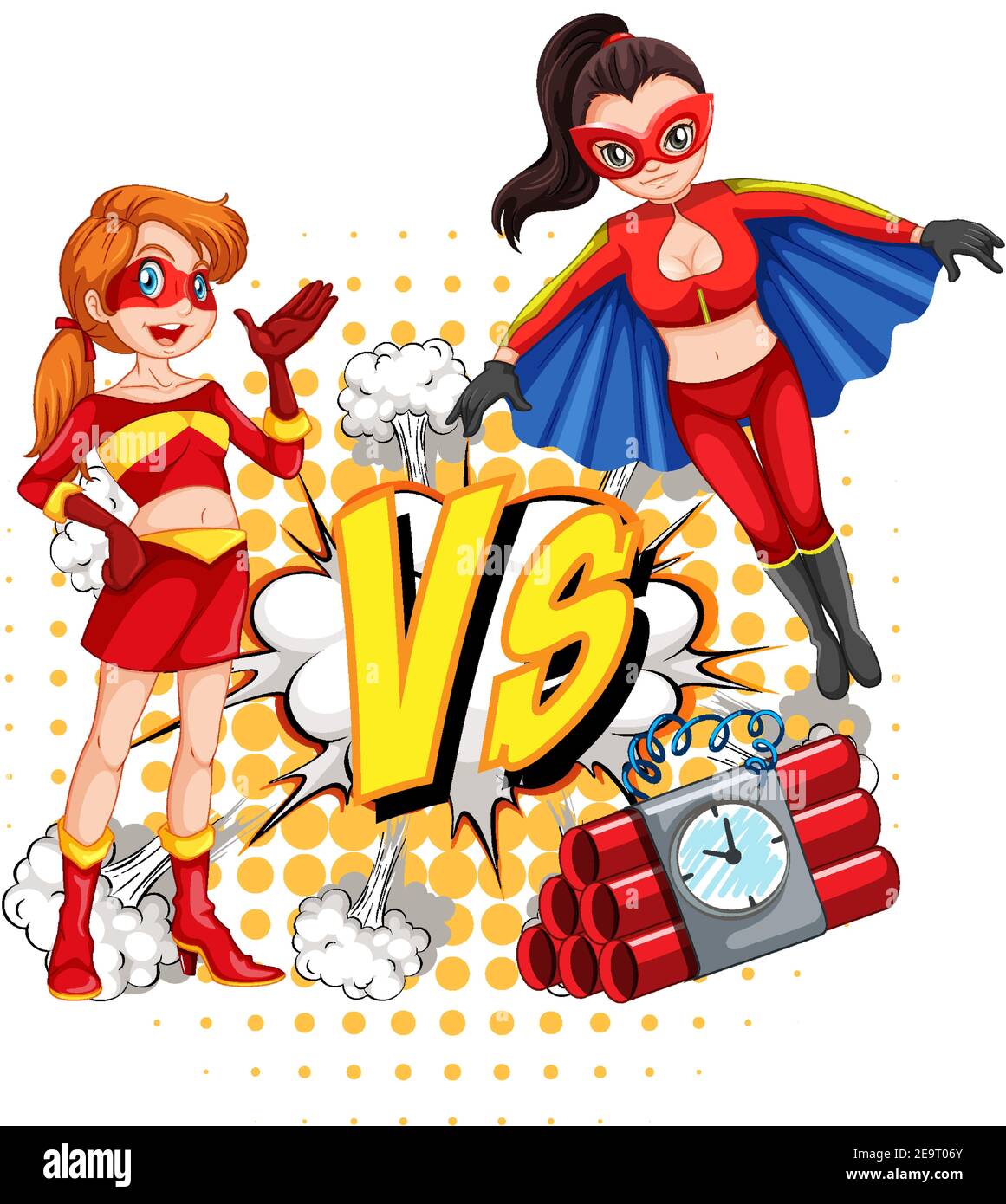Two superheroes fighting each other illustration Stock Vector Image ...