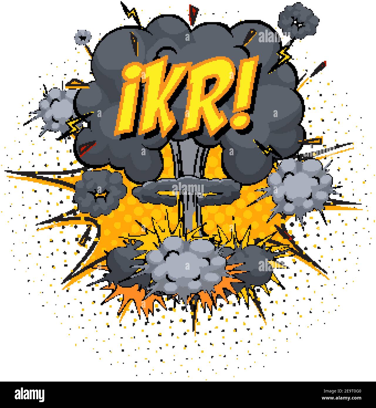 IKR text on comic cloud explosion isolated on white background ...
