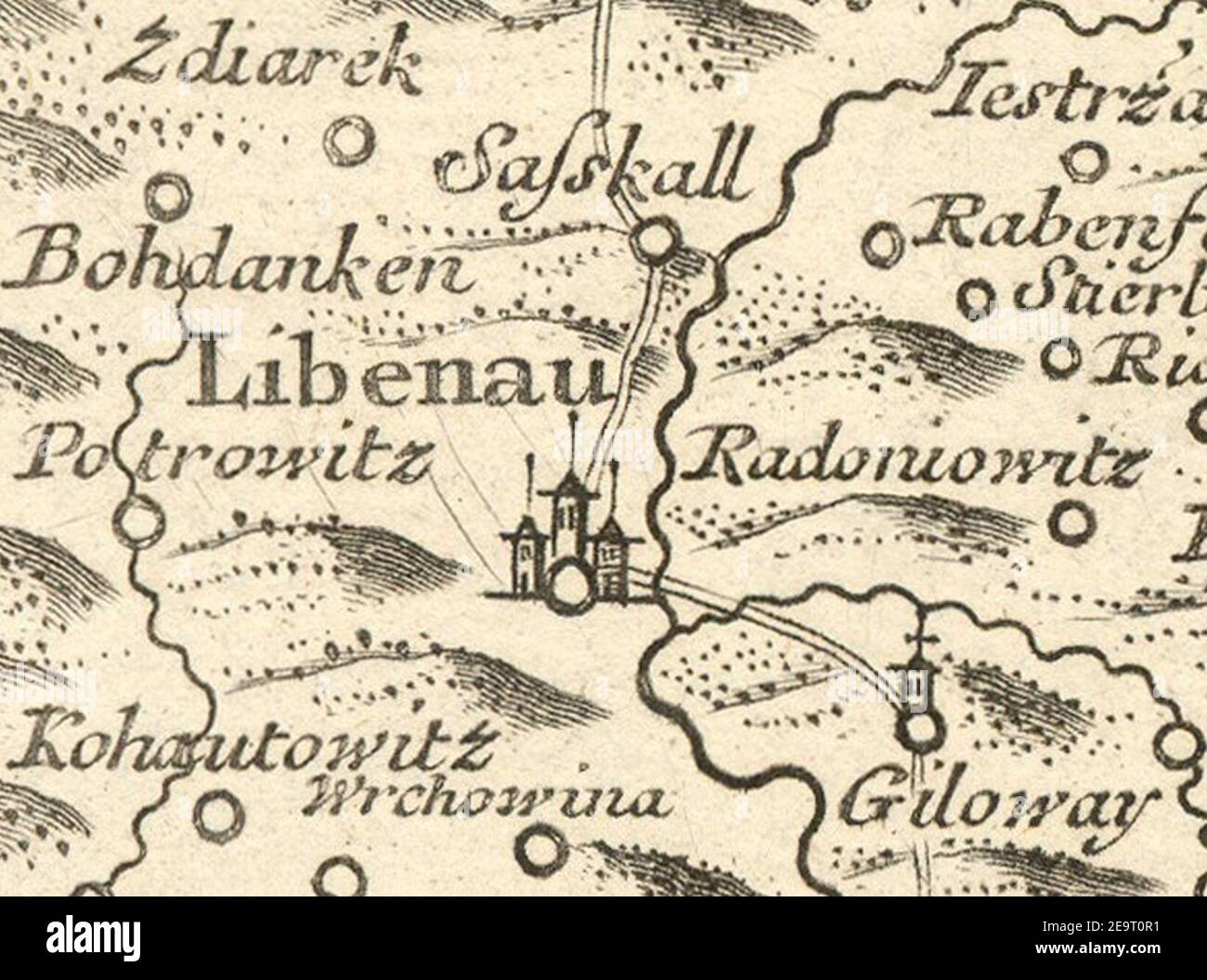 Mullerova mapa Cech 09 Libenau - Hodkovice nad Mohelkou Stock Photo - Alamy
