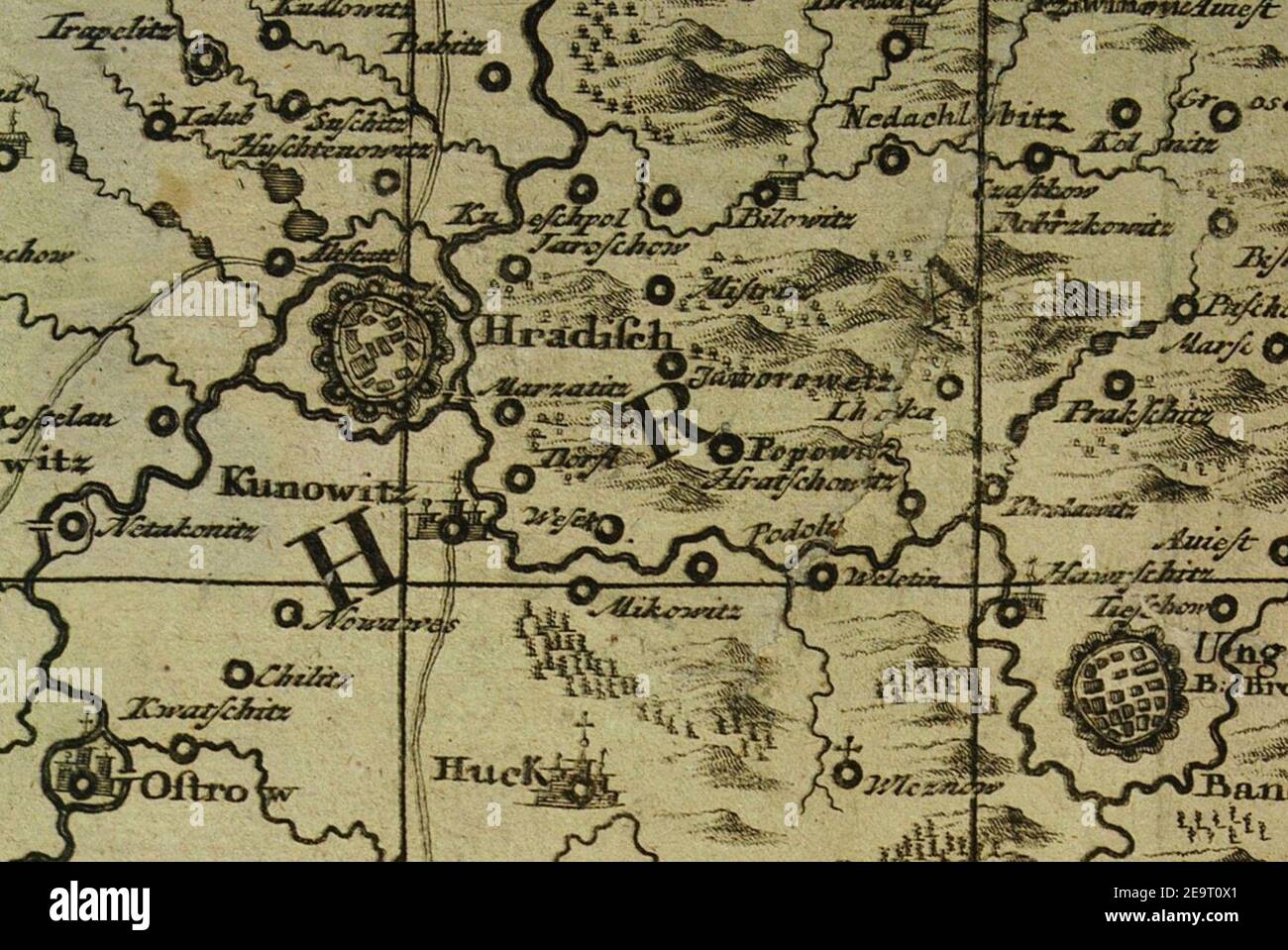 Mullerova mapa Moravy 15-Hradčovice Stock Photo - Alamy