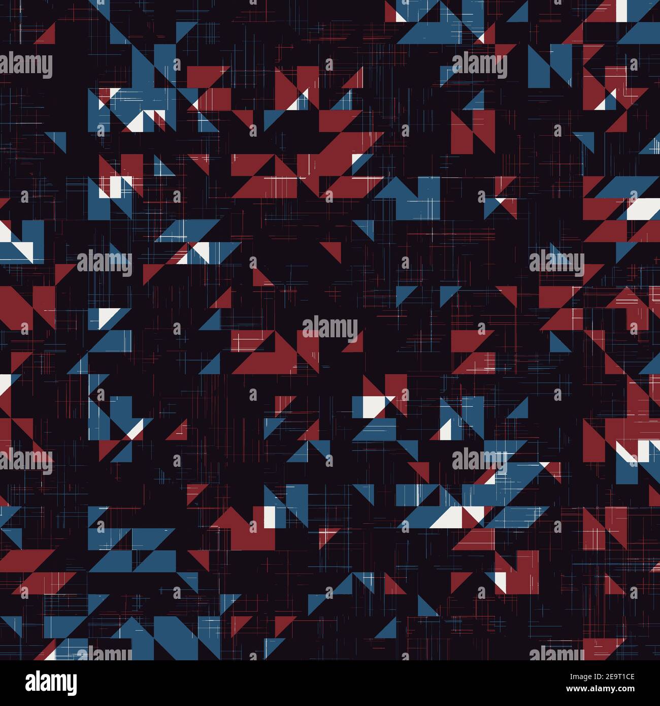 Seamless geo pattern in red blue black white Stock Photo - Alamy