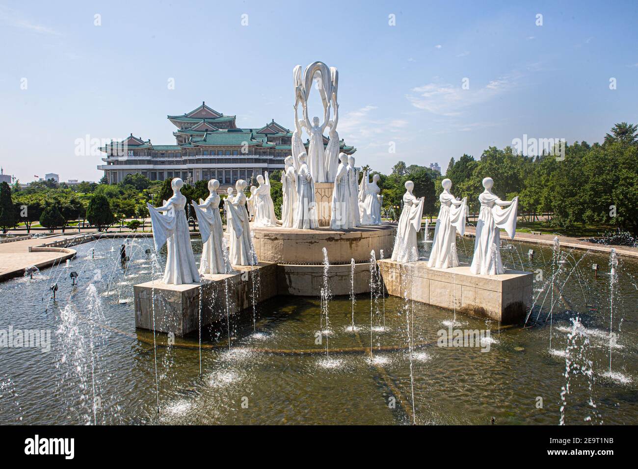 Water fountain in the centre of Pyongyang city, The capital of North ...