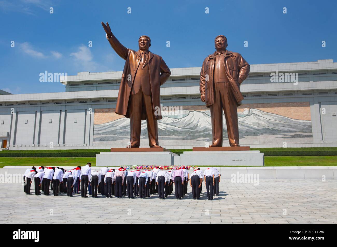 The statues of North Korean President and his father at the capital ...