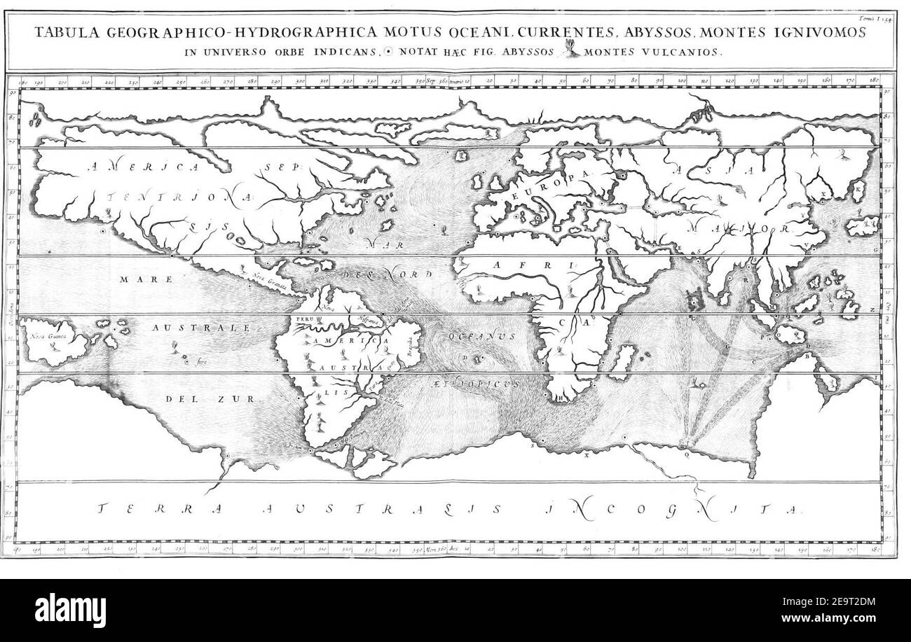 Mundus Subterraneus world map Stock Photo - Alamy