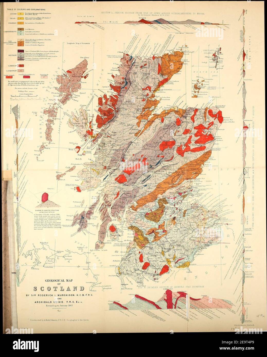 Murchison Geological Map of Scotland, Published 1865, p31 Stock Photo ...