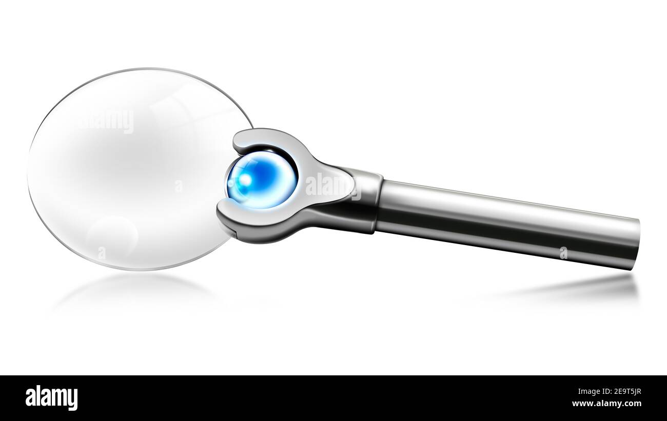 3D Illustration of a modern Magnifying Glass with metal handle ...