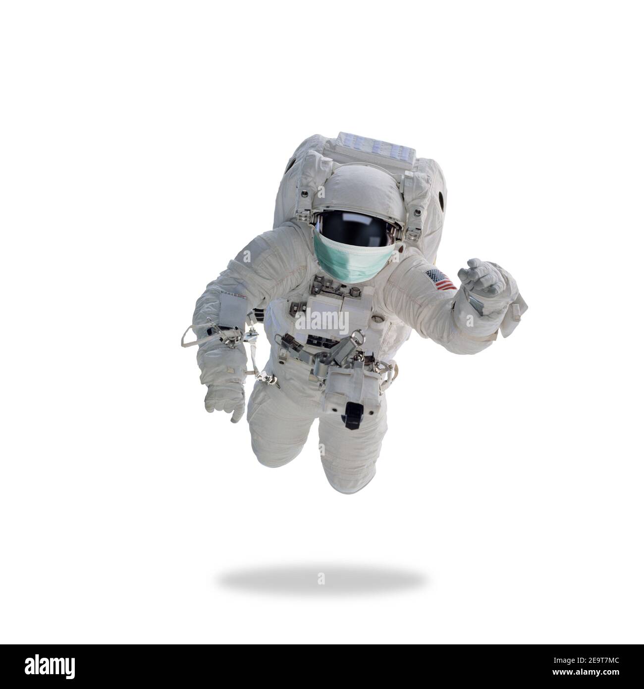 Astronaut with face mask isolated on white background. World medical ...