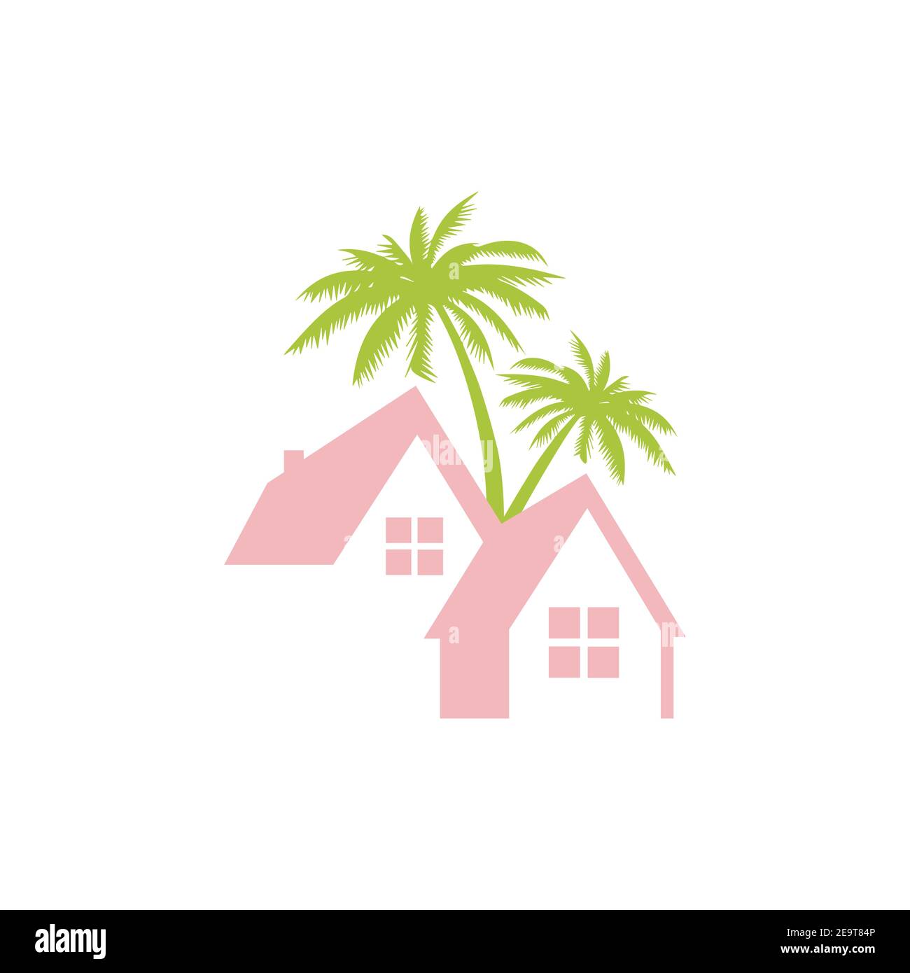 pink green Beach house logo design vector palm house summer template ...