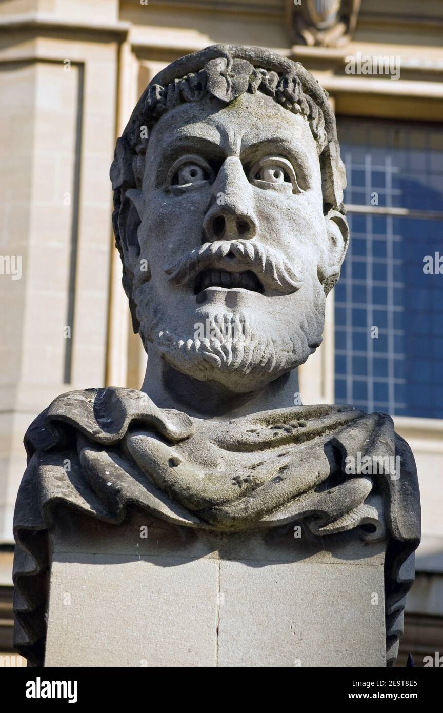 One of the large Roman style busts outside the Sheldonian Theatre, part ...
