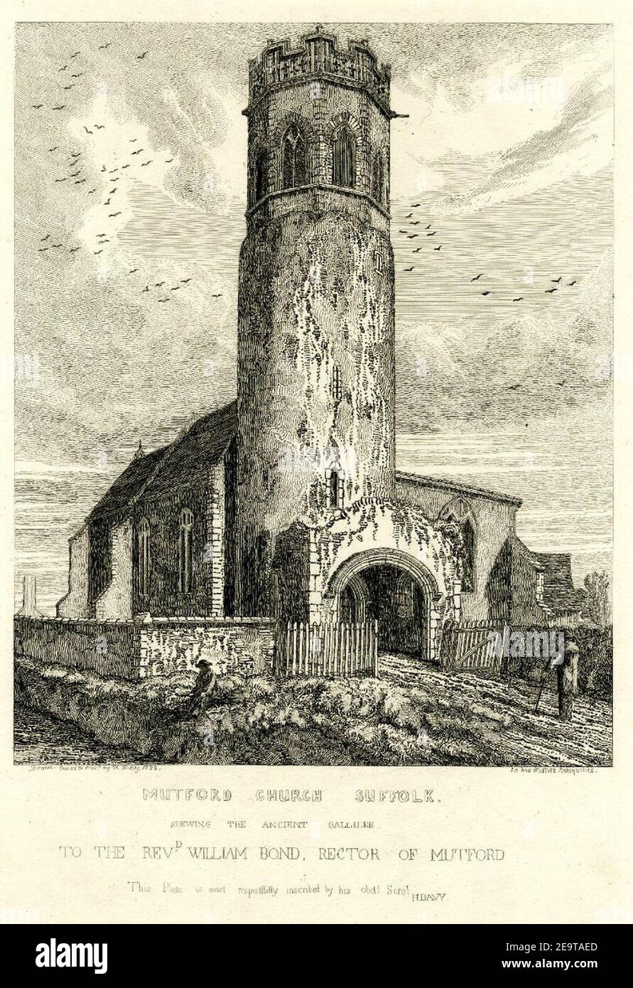 Mutford Church Suffolk showing the Ancient Gallilee by Henry Davy Stock ...